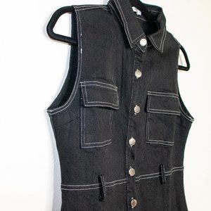 Nasty Gal | Dresses | Nasty Gal Black Denim Button Mini Dress Nwot ...